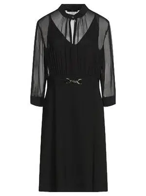 SEVENTY VENEZIA Midi Dress With Mandarin Collar - Black