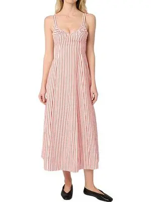 WEWOREWHAT Ruched Cup Cotton Poplin Midi Dress