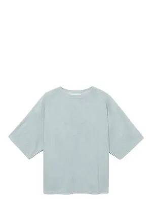 Mango Cotton Blend Terry T-Shirt Mint Green