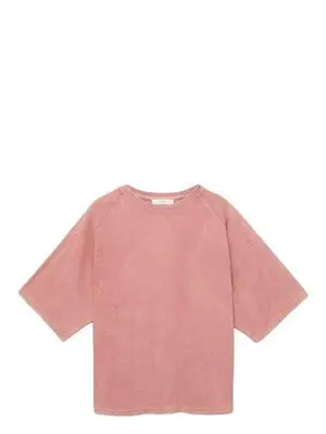 Mango Cotton Blend Terry T-Shirt Pink