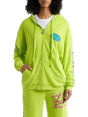 BOYS LIE Zip Up Terry Hoodie - Green