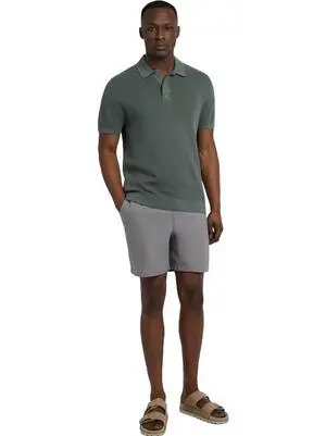 Onia Cotton Textured Knit Polo Agave