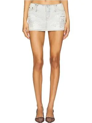 MARRKNULL Embellished Denim Mini Skirt - Blue