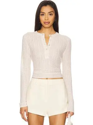 Vince Waffle Knit Henley Top - White Sand