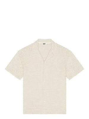 KROST Checkered Knit Bowling Shirt In Cream - Egret