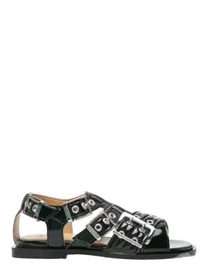GANNI Eyelet-detailing Sandals - Black