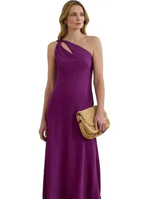 Ralph Lauren Cutout Charmeuse One-shoulder Gown - Purple Dawn