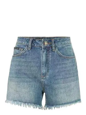 PHILIPP PLEIN Logo-Embroidered Denim Shorts