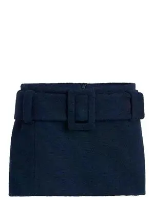 PATOU Belted Organic-cotton Mini Skirt - Blue