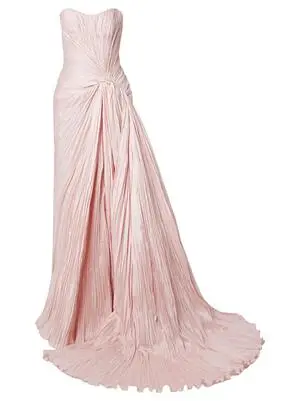 MARMAR HALIM Strapless Gathered Plissé-taffeta Gown - Pink