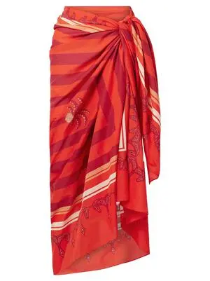 Johanna Ortiz Printed Organic Cotton-voile Pareo - Red