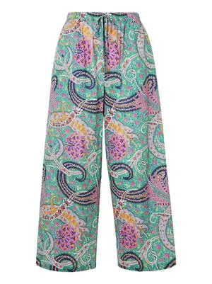 Etro Paisley-print Cotton And Silk-blend Voile Wide-leg Pants - Blue