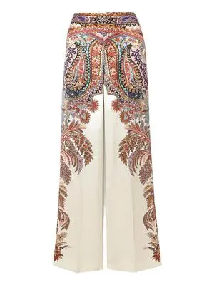 Etro Printed Wide-leg Satin Pants - Cream