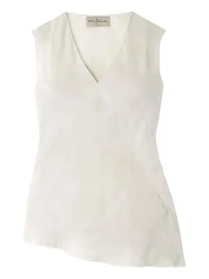 CORTANA Dali Asymmetric Silk-voile Top - Cream