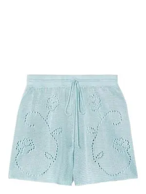 Calle Del Mar Pointelle-Knit Shorts Light Blue