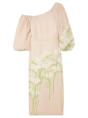 Bernadette Cara Off-the-shoulder Linen Midi Dress - Pink