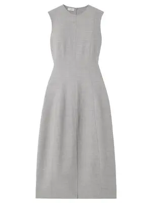 Brunello Cucinelli Paneled Wool Midi Dress - Gray