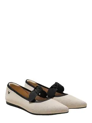 Vivaia Pointed-Toe Bow Flats Almond Black