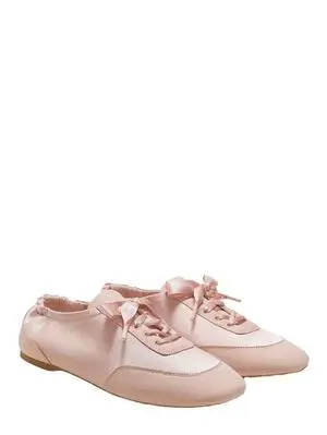 Vivaia Cristina Square-toe Satin Ballet Sneakers - Peach Blush
