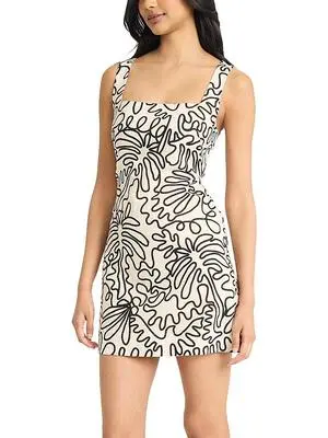 THE GOOD JOURNEY Square Neck Mini Dress - Cream/ Black