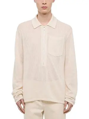 Helmut Lang Linen Polo Sweater - Ivory