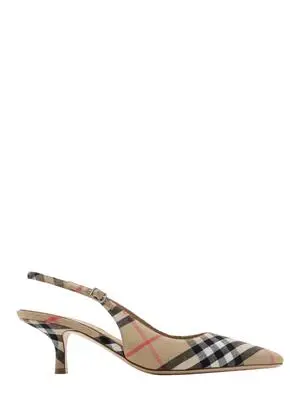 Burberry Check Dame Pointed Toe Slingback Pump - Sand Ip Check