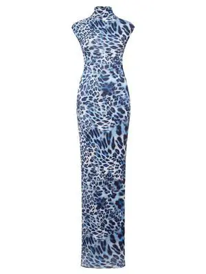 LUNA B Jasmine Dress - Printed Leopard Blue