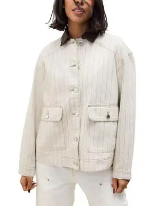 NEXT Corduroy Collar Stripe Twill Jacket - Neutral