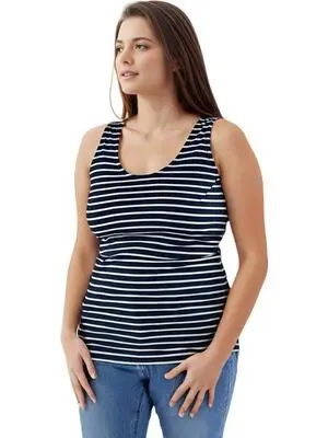 THE BSHIRT Nursing Vest - Navy/white Stripe