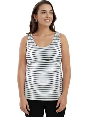 THE BSHIRT Nursing Vest - White / Navy Stripe