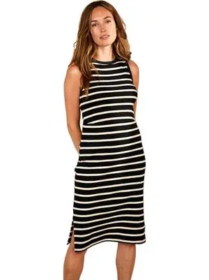 THE BSHIRT Sleeveless Nursing Dress - Black / White Stripe