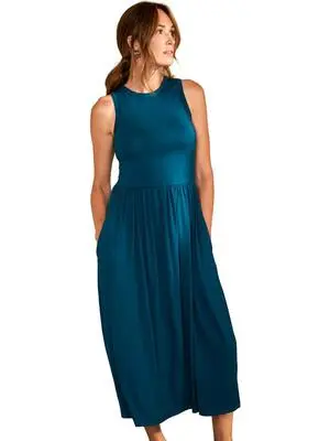 THE BSHIRT Racer Back Gathered Dress Teal
