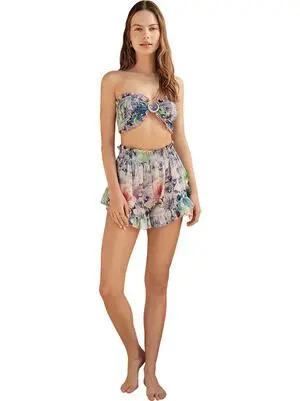 LUNA B Floral Gaia Shorts - Floral Purple