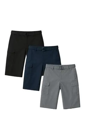BENBEN 3-Pack Belted Cargo Shorts Black/navy/grey