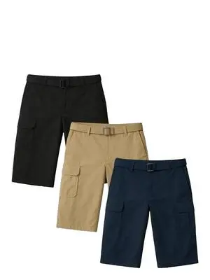 BENBEN 3-Pack Belted Cargo Shorts Black/navy/khaki