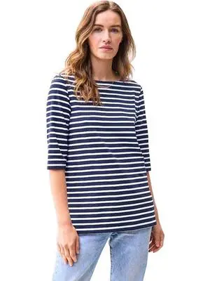 Saint James Phare Boatneck Striped Tunic - Navy/white