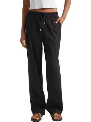 Theory Linen Blend Drawstring Pants Black