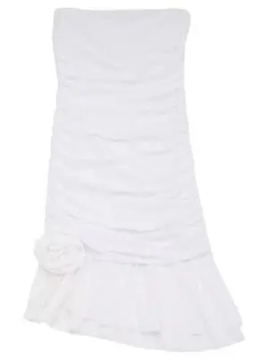 THEME Silvie Mesh Ruffle Rose Dress - White