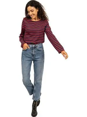 Saint James Minquiers Moderne Striped Shirt - Navy/red