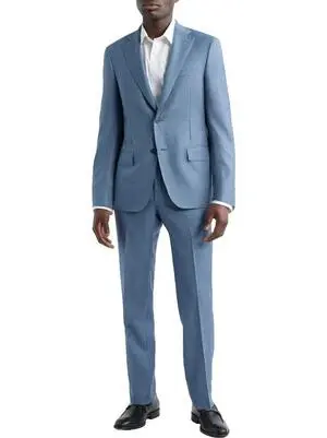 HERITAGE GOLD Textured Light Wool Suit - Blue