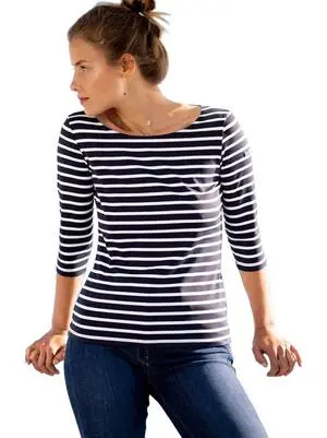Saint James Garde-cote Iii Uv Breton Striped Top - Navy/white