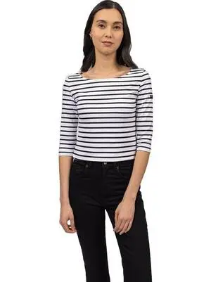 Saint James Garde-cote Iii Uv Breton Striped Top - White/black