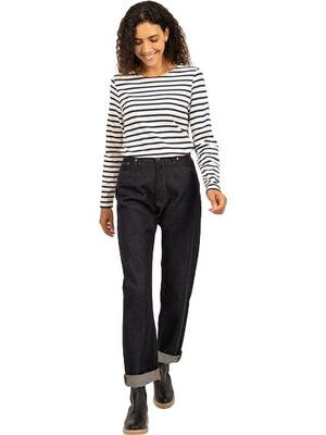 Saint James Minquidame Breton Long Sleeve Striped Shirt - Ecru/navy