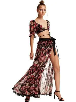 LUNA B Floral Maxi Skirt