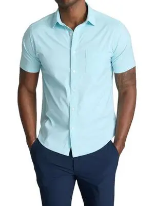 UNTUCKIT Gironde Short Sleeve Performance Button-up Shirt - Sea Blue