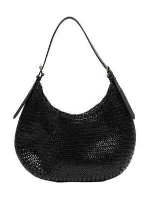 Dragon Diffusion Mezza Luna Woven Leather Shoulder Bag - Black