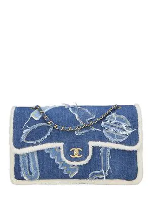 CHANEL Paris-Egypt Denim & Shearling Hieroglyph Flap Maxi