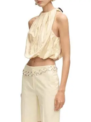 MANGO Sleeveless Metallic Bubble Hem Top