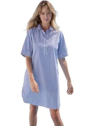 Saint James Leonie Shirt Dress - White/blue