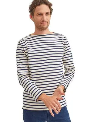 Saint James Guildo Breton Stripe Shirt - Ecru/navy